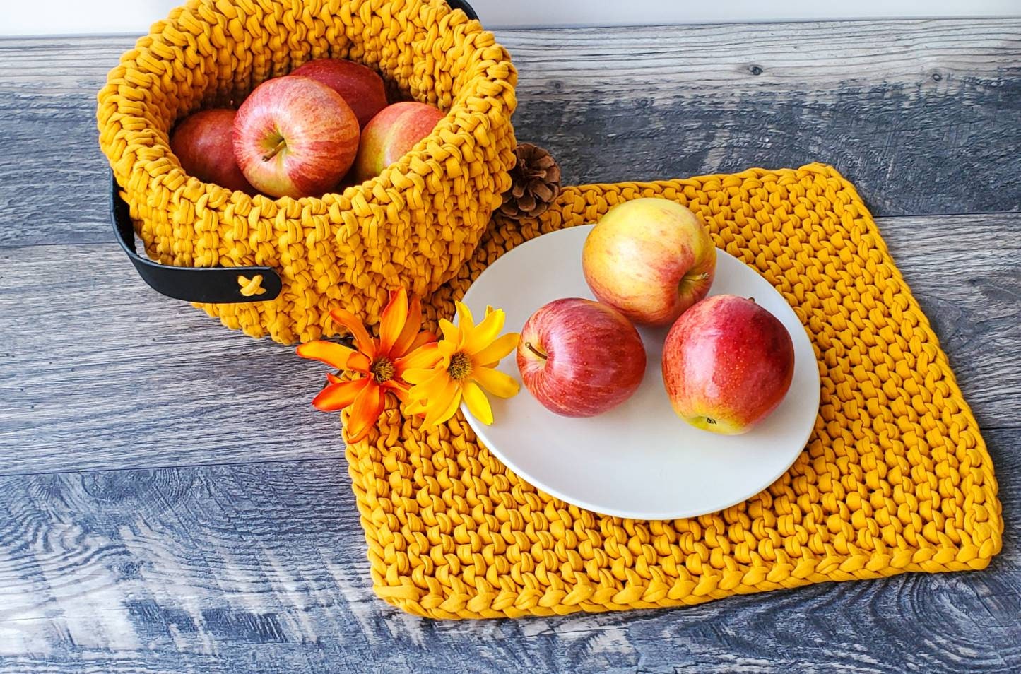 Easy Knit Basket Pattern, Beginner Knitting Placemat Pattern for Fall ...