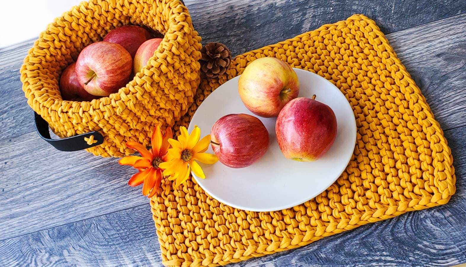 Easy Knit Basket Pattern, Beginner Knitting Placemat Pattern for Fall ...