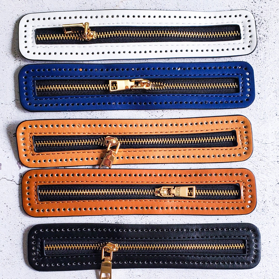 Leather Zipper for Bags, PU Leather Zipper for Crochet Knitting Bags ...