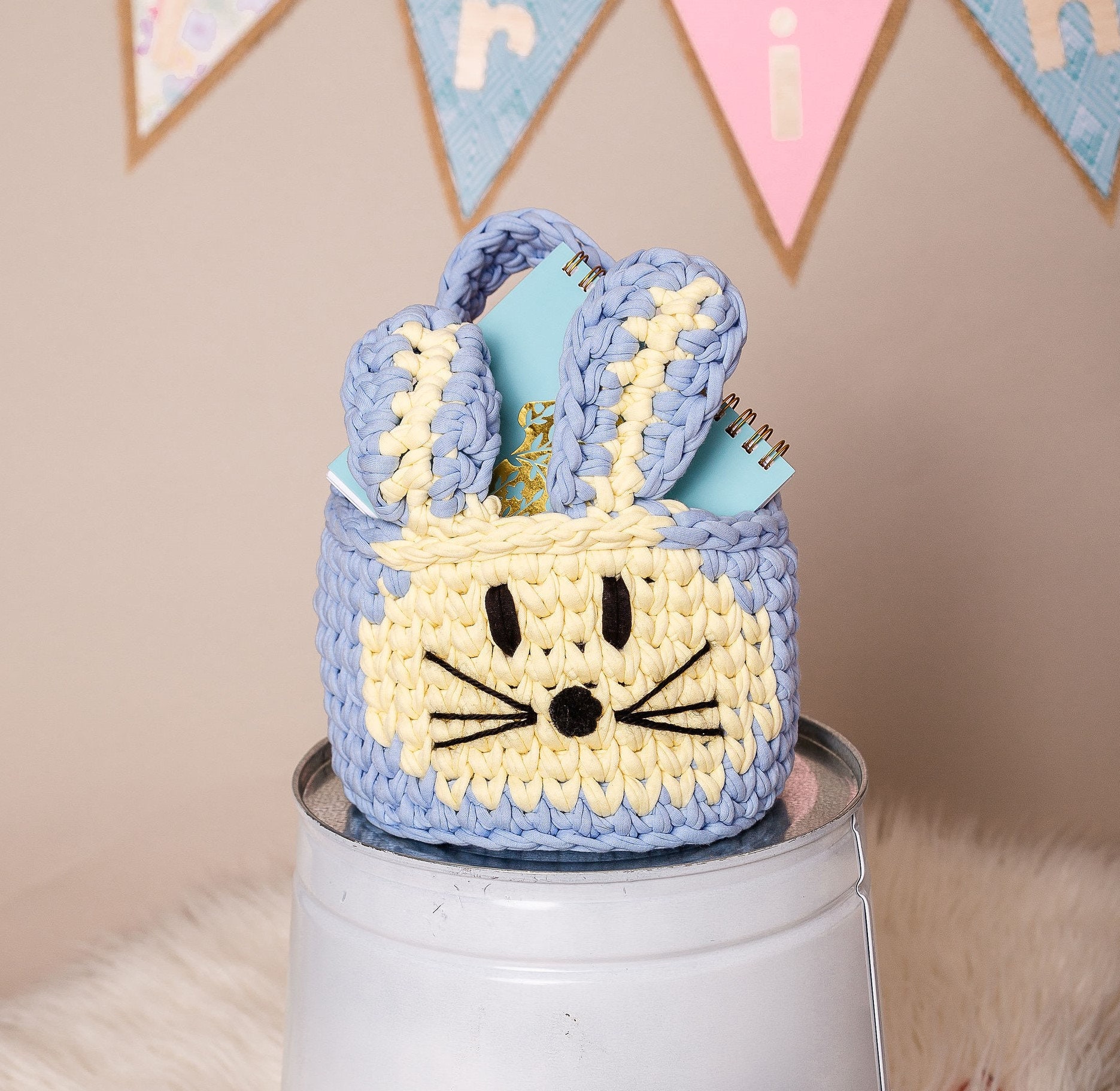 Crochet Easter Bunny Basket Pattern. Easter DIY Crochet Basket - Etsy