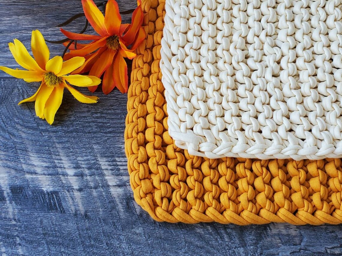 Easy Knit Basket Pattern, Beginner Knitting Placemat Pattern for Fall ...