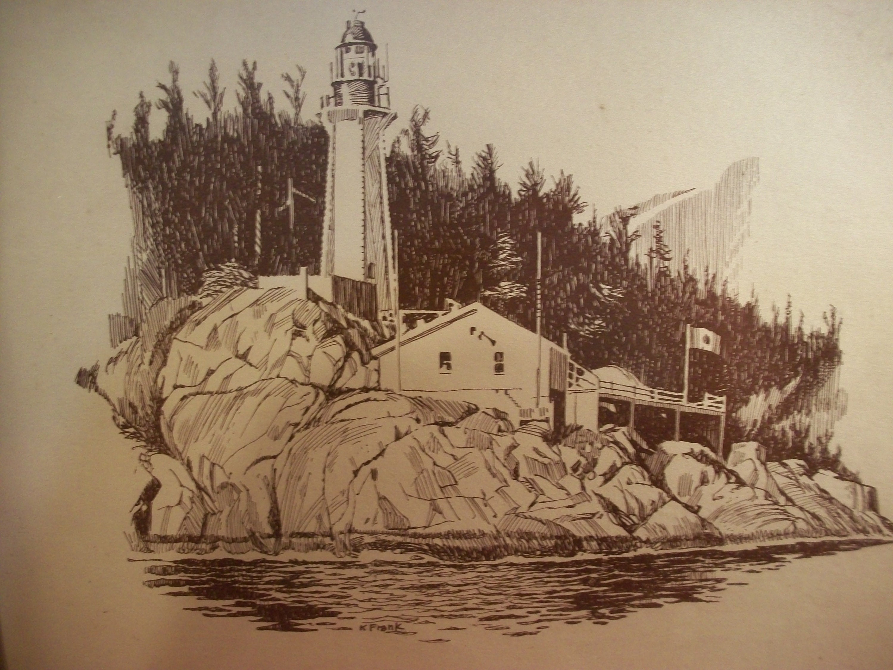 Point Atkinson Lighthouse Sketch Drawing/ Print. 11 14 Framed Lot 227 ...