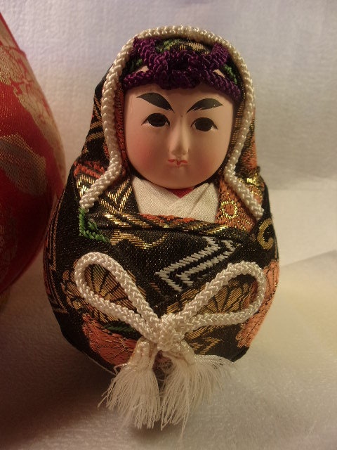 Vintage Lot of 4 Japanese Roly-poly Wedding Dolls Hime Daruma Gofun ...