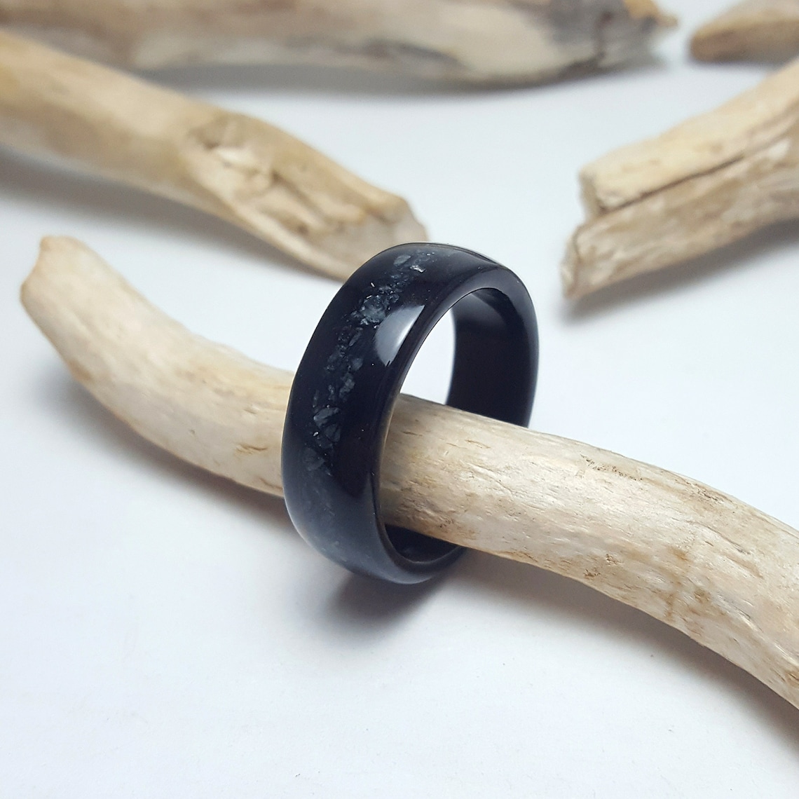 Ebony and Snowflake Obsidian Ring Black Obsidian Ring - Etsy