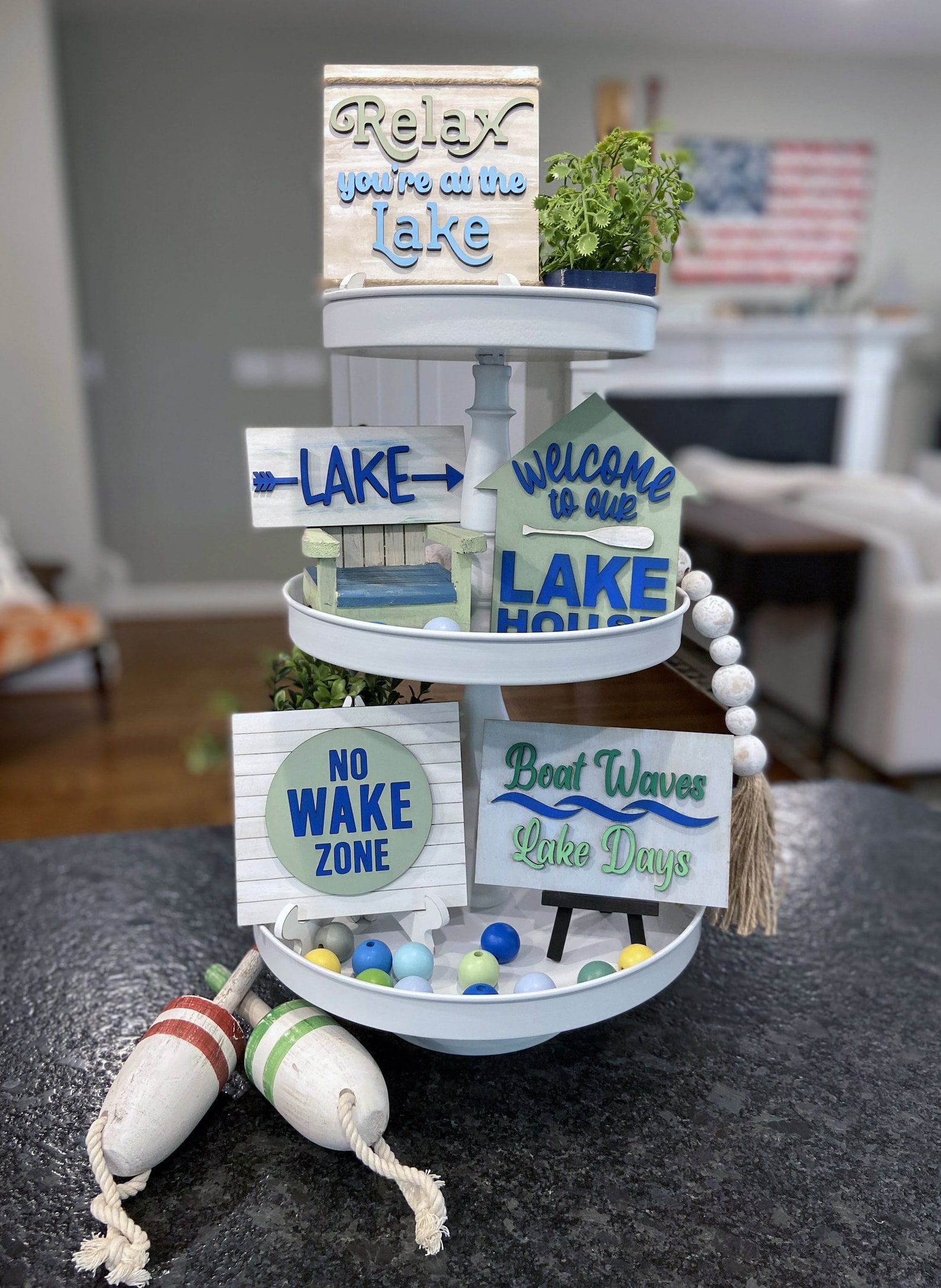 DIY Lake House Themed Tiered Tray Decor Kit Bundle - Multiple Paint ...