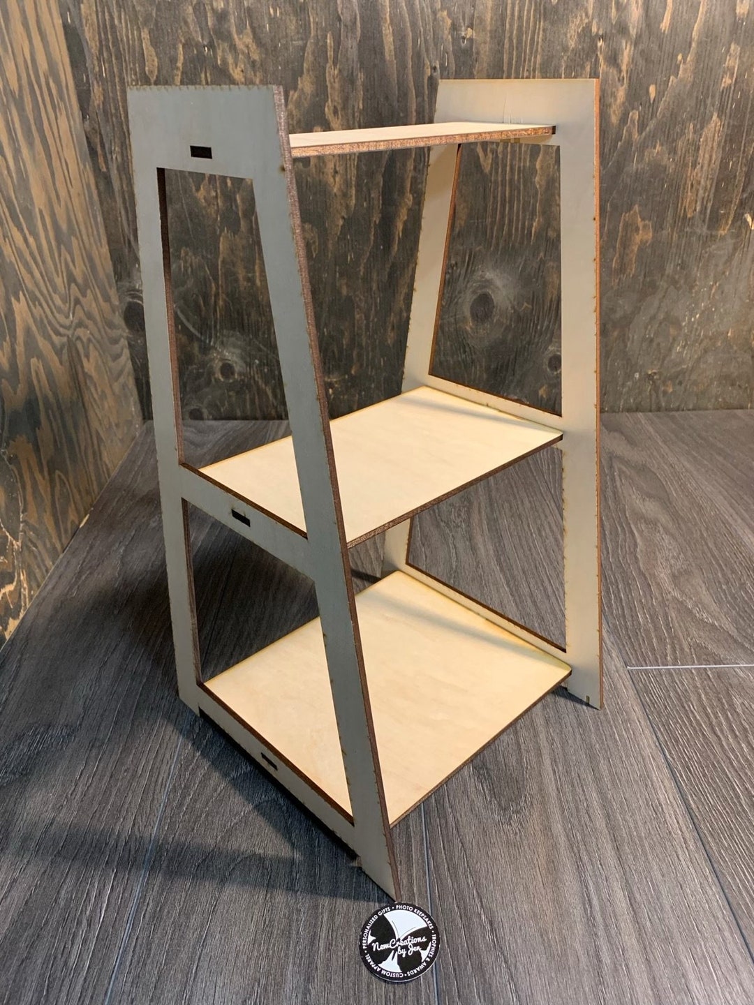 Large Three Shelf Real Wood Tiered Tray - Stand Alone Shelving ...