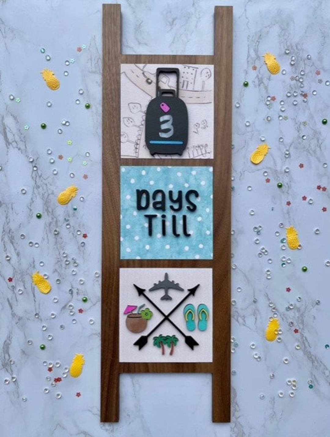 Leaning Ladder Sign - ___ Days Until VACATION Sign With Dry Erase ...