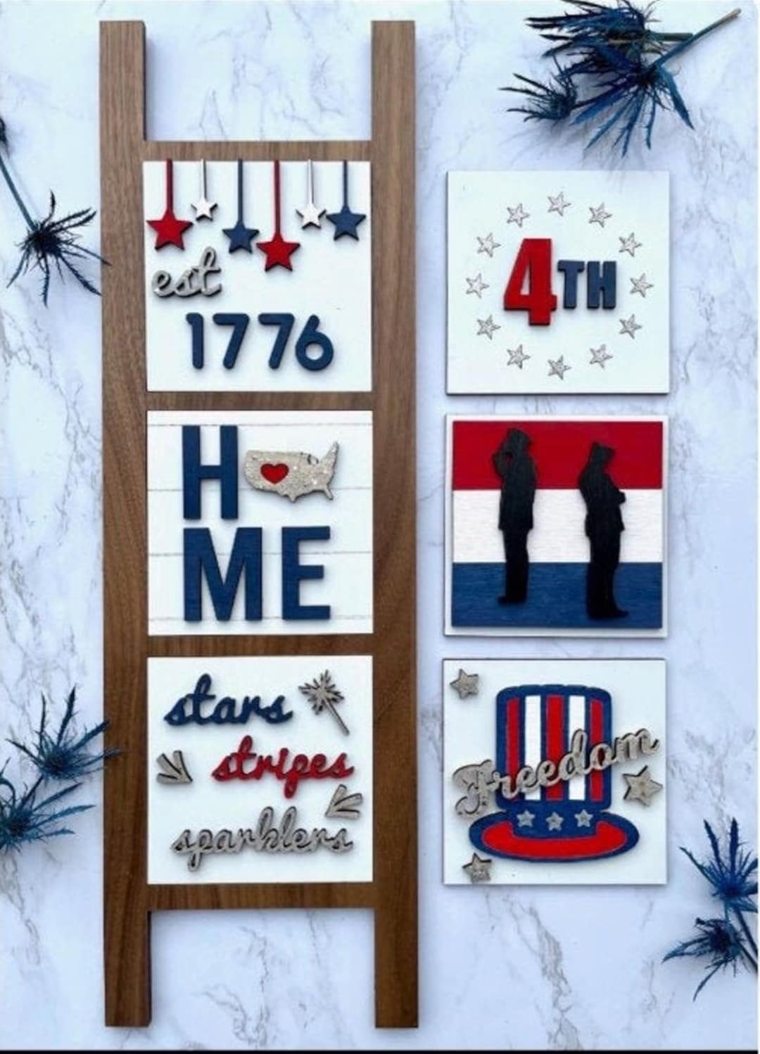July 4th Leaning Ladder Sign - Interchangeable - Ready to Paint - DIY ...
