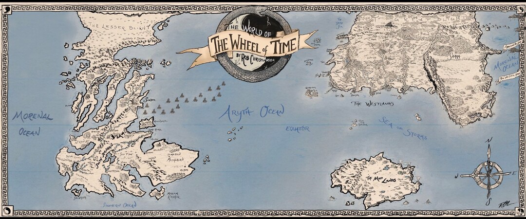 Wheel of Time 2-color Illustrated Canvas Map by Rob Christianson ...