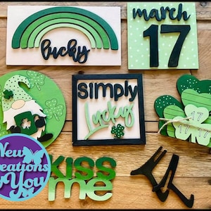 St. Patricks Day - Lucky Gnome Themed Tiered Tray Decor Kit Bundle ...