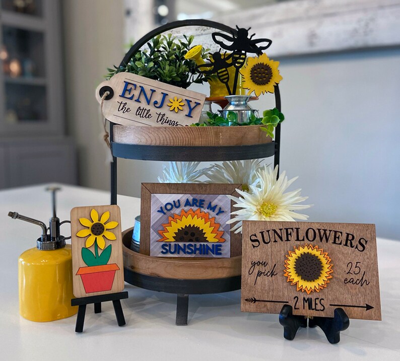 Sunflowers Themed Tiered Tray Decor Kit Bundle Multiple - Etsy