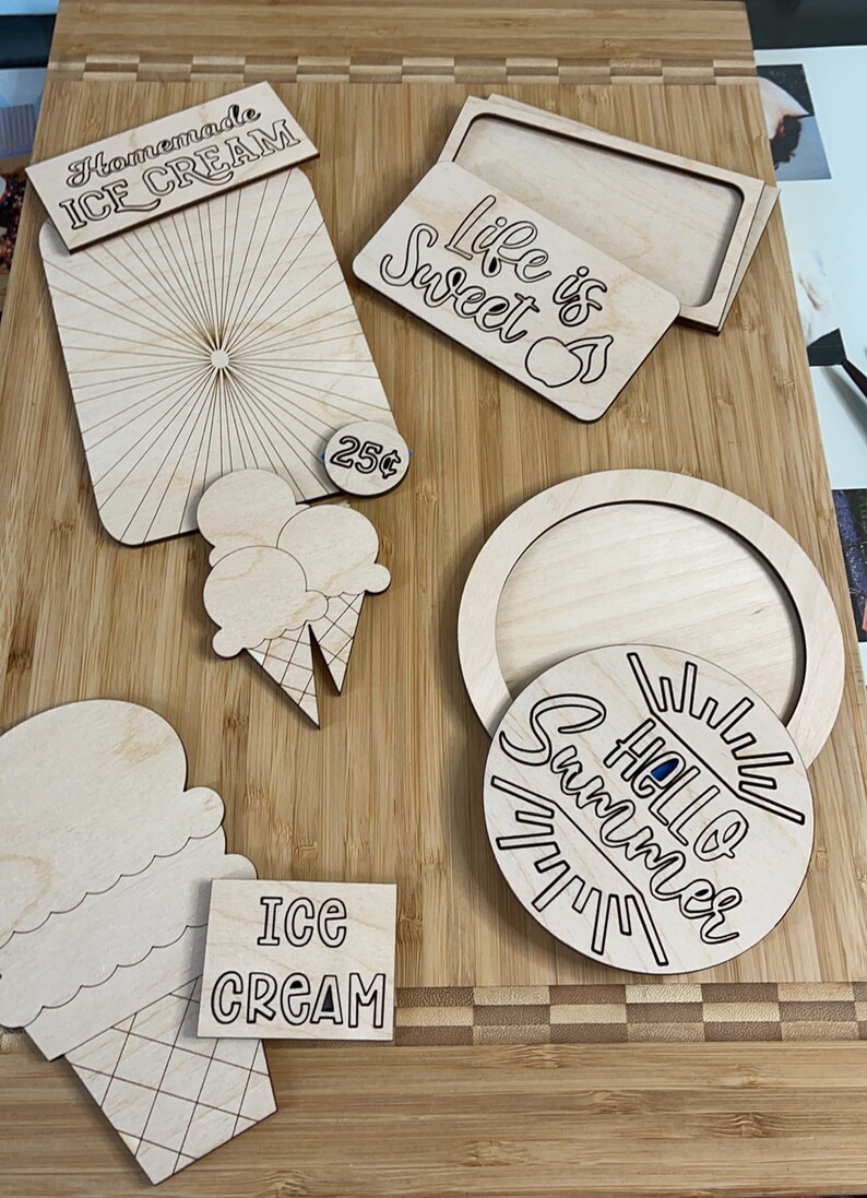 DIY Hello Summer - Ice Cream Themed Tiered Tray Decor Kit Bundle ...