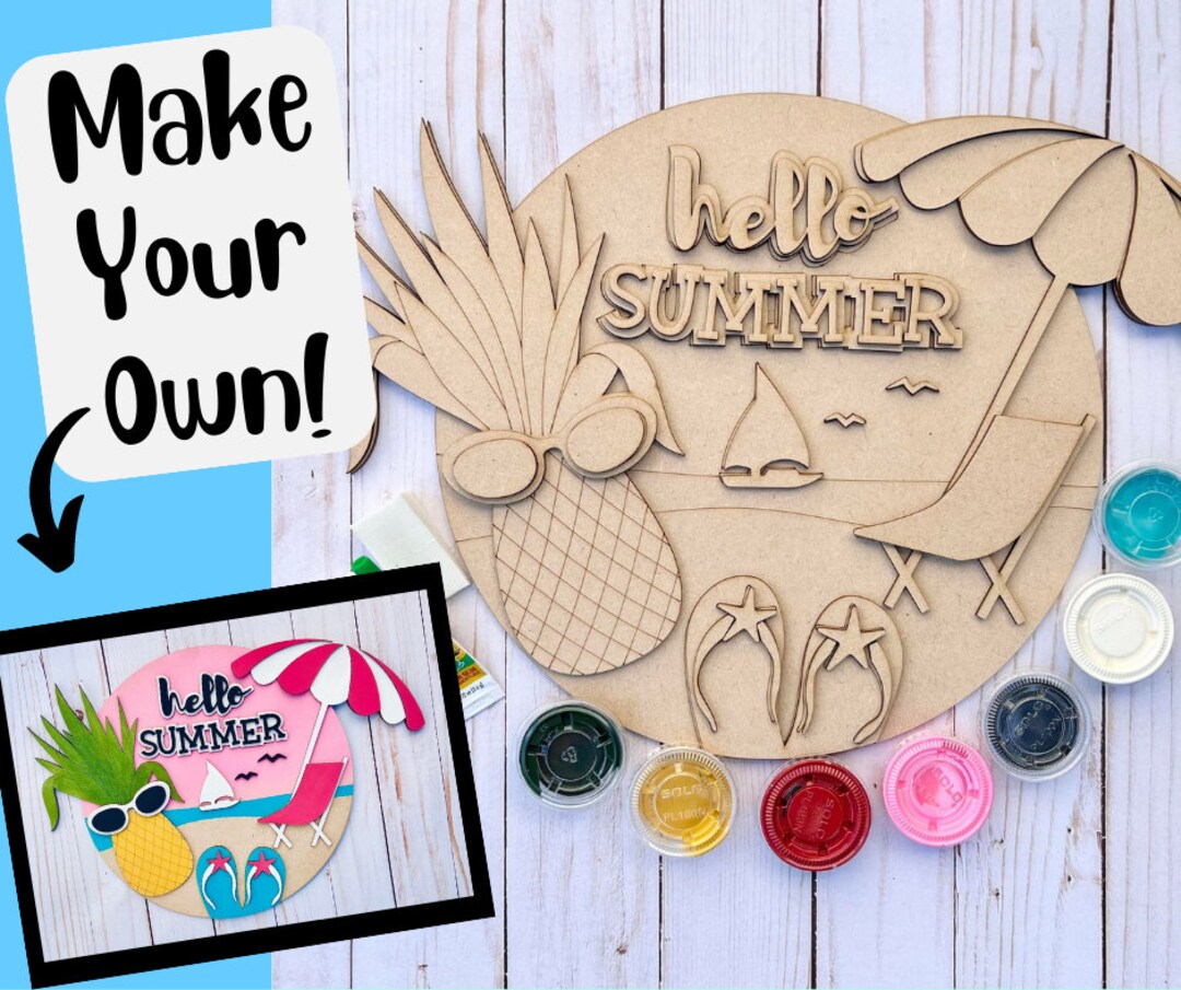 Hello Summer Beach Round Layers Sign Kit - Ready to Paint - Etsy