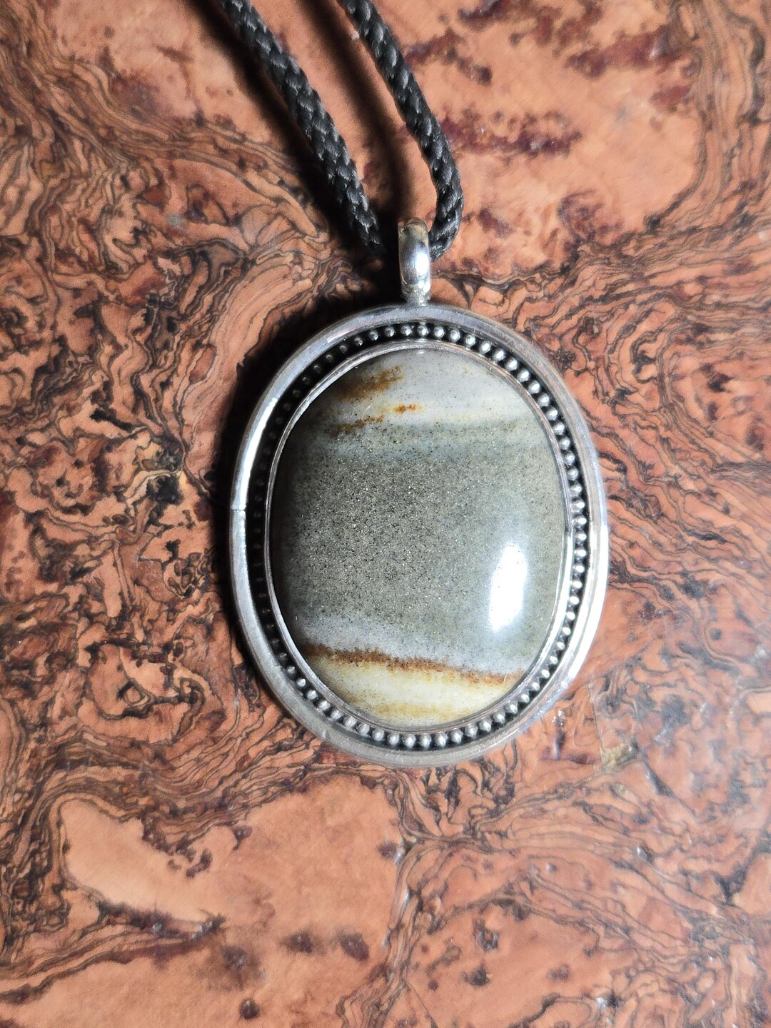 Chicken Track Jasper // Fabricated Silver Pendant // Old Stock Oregon ...