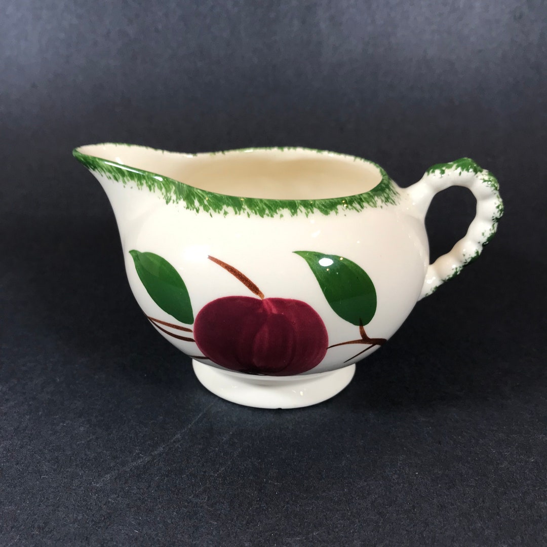 Blue Ridge Southern Potteries Creamer Quaker Apple Pattern Green Trim ...