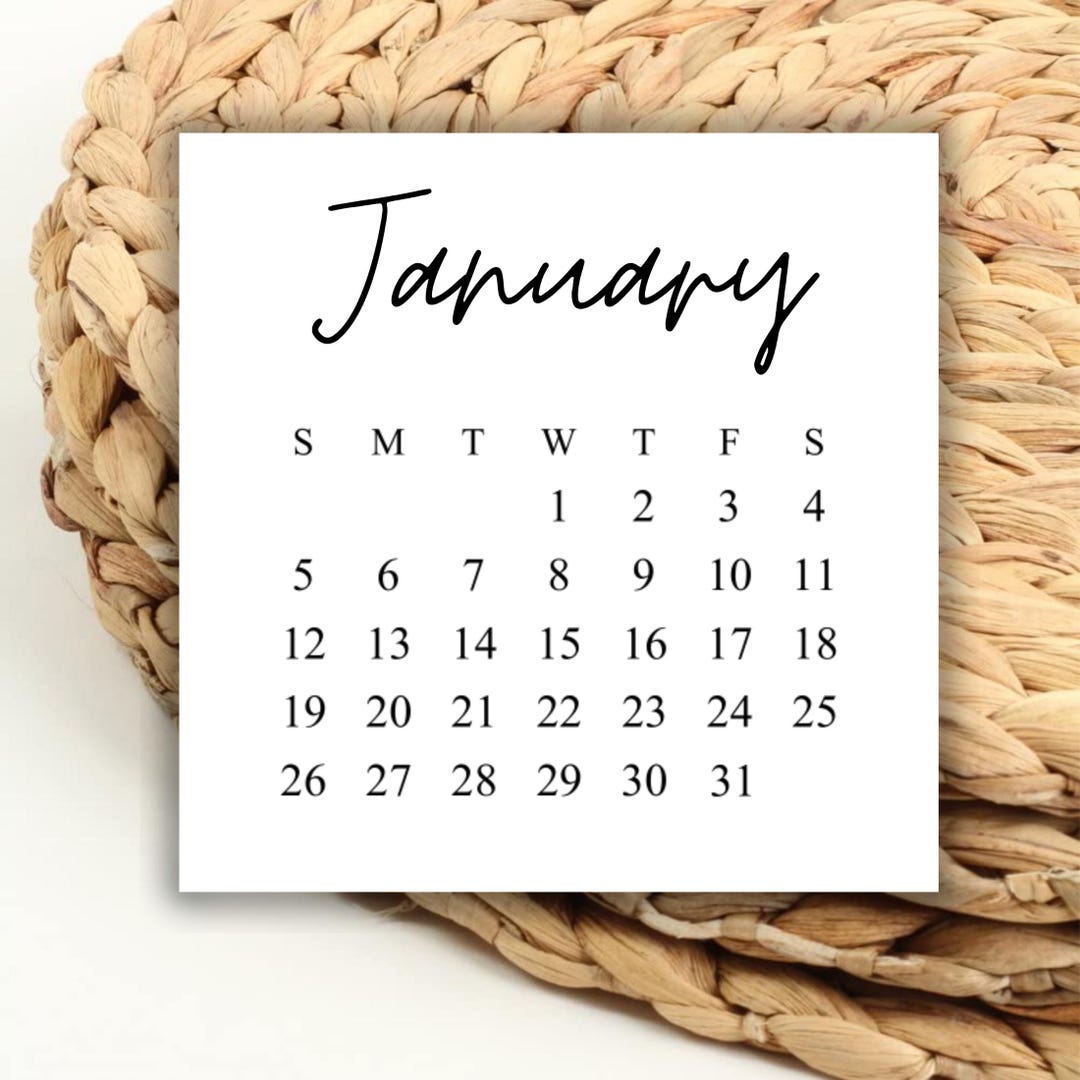 DIGITAL 2025 January Square Calendar Printable Digital Download for ...