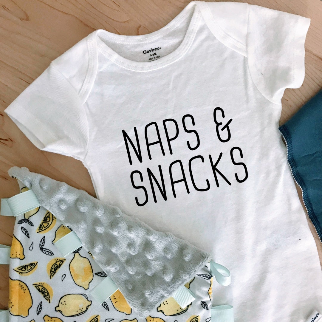 Naps and & Snacks Gender Neutral Baby Onesie Button Snaps First Born ...