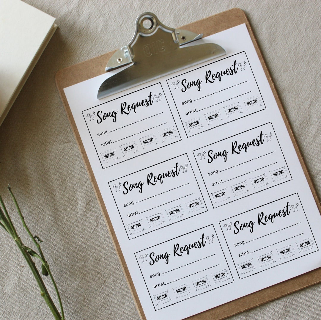 DIGITAL Printable Song Request Forms Tags for Wedding Reception Pick a ...