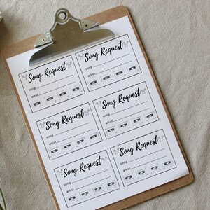 DIGITAL Printable Song Request Forms Tags for Wedding Reception Pick a ...