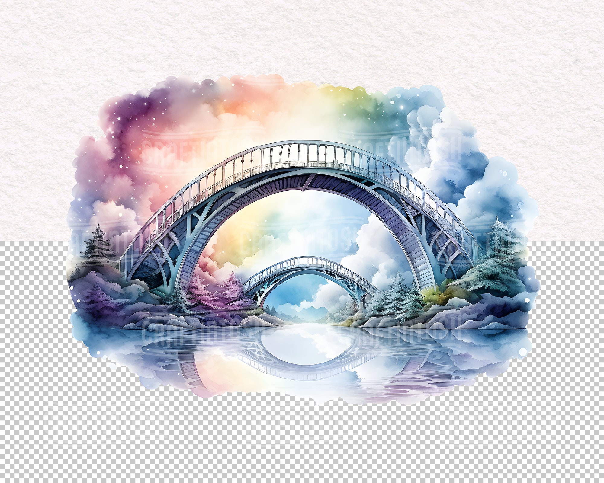 Watercolor Rainbow Bridge Clipart - Pet Memorial, Hope Rainbow PNG ...