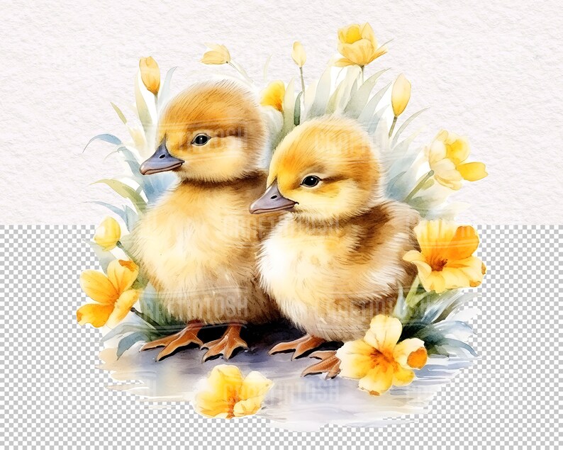 Watercolor Ducklings PNG Bundle - 28 Chicks Clipart, Easter, Baby Ducks ...