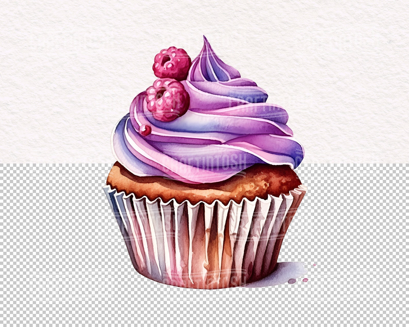 Watercolor Cupcake PNG Clip Art, Baking Clipart, Dessert Clipart, Food ...