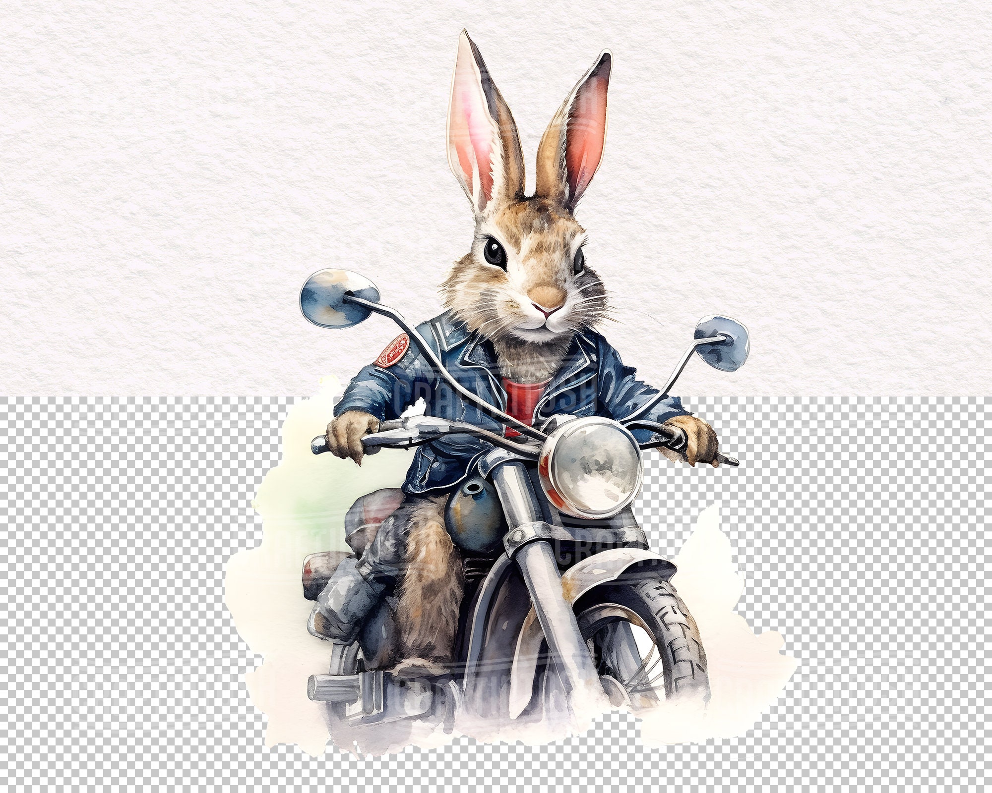Watercolor Biker Bunny Clipart Bundle - Cute Bunny on Bike Printable ...