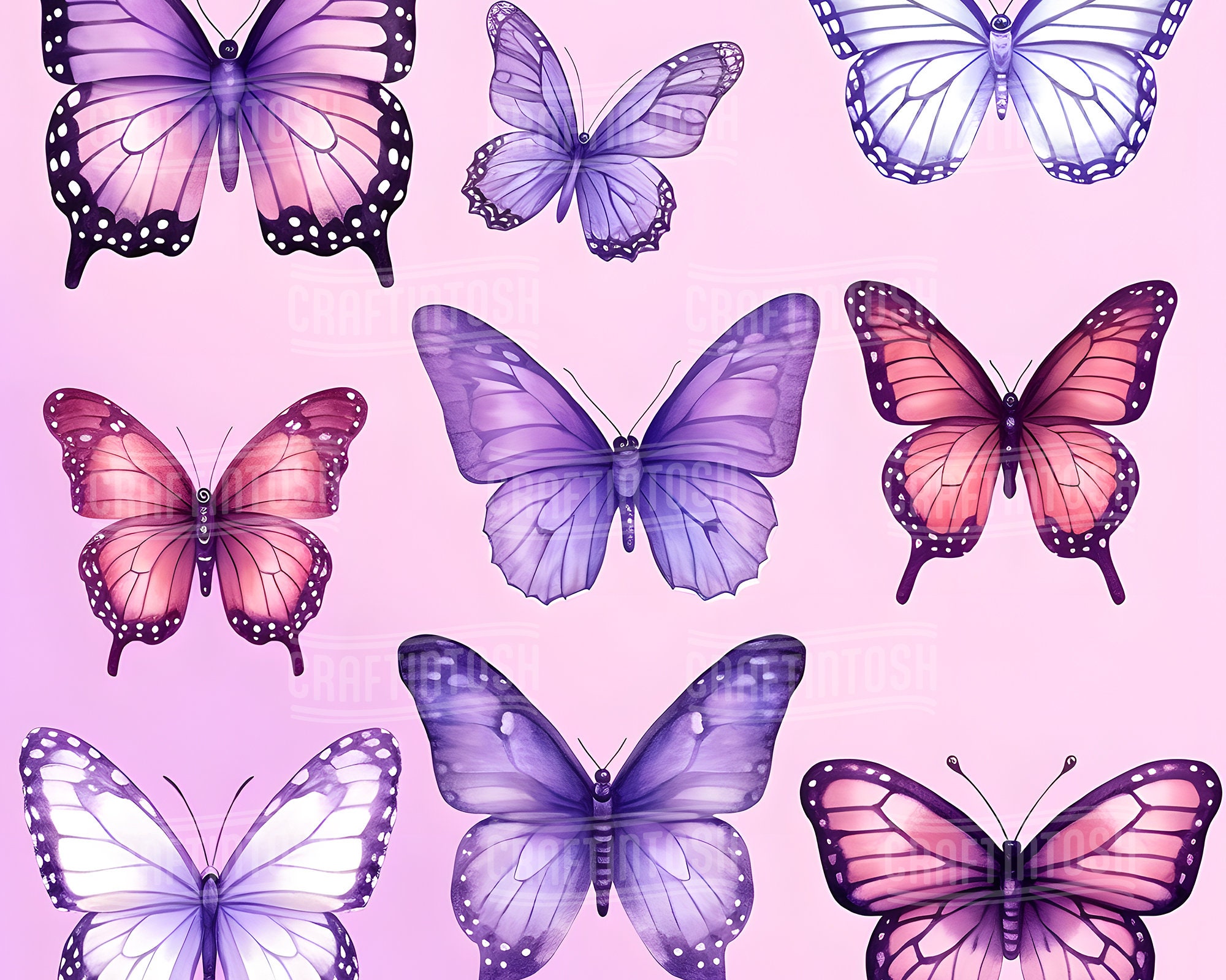Watercolor Butterfly Digital Paper, Instant Download for Commercial Use ...
