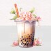 Watercolor Boba Tea Clipart - Bubble Tea PNG Tapioca Tea Boba Nai Cha ...