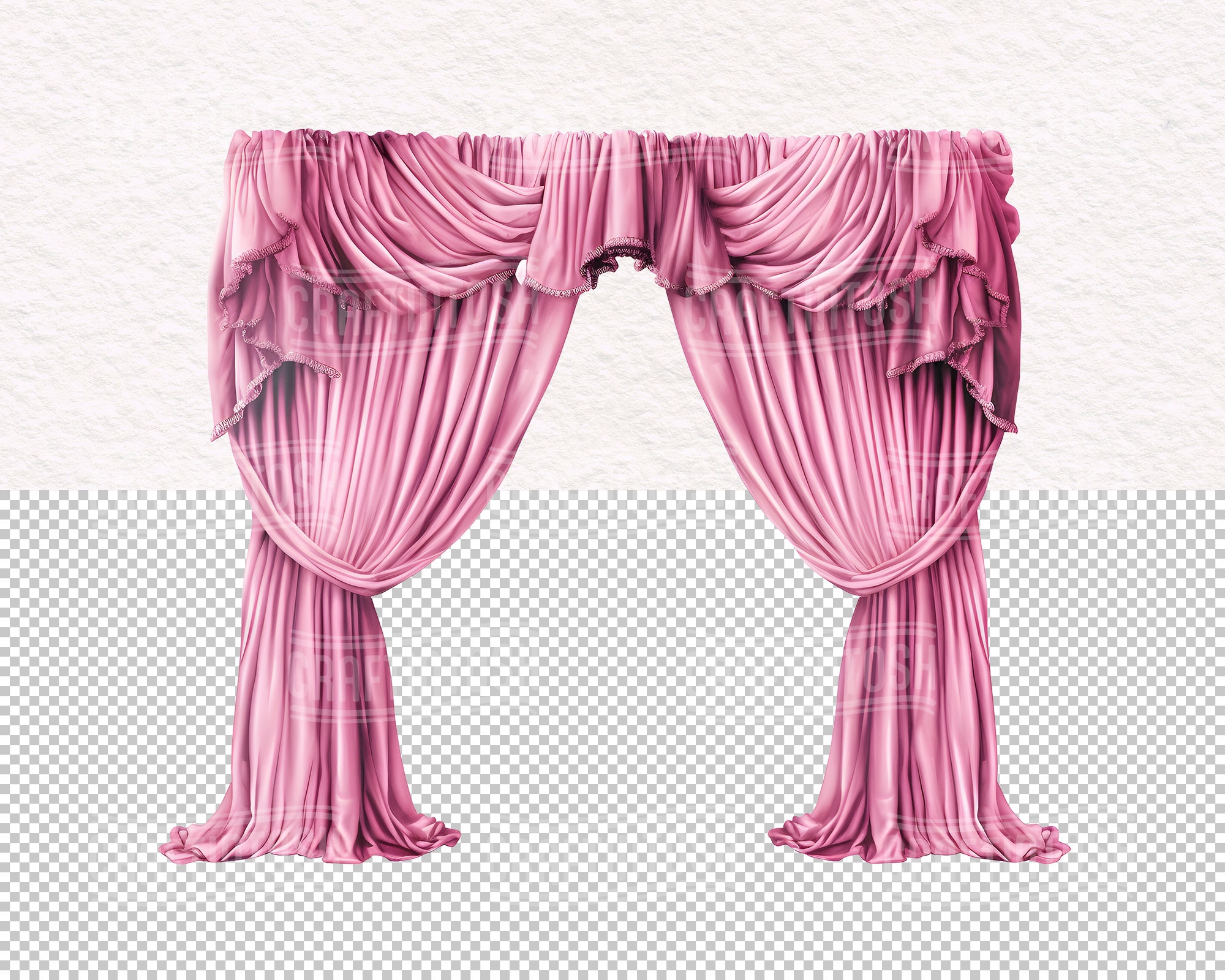 Watercolor Pink Curtains Clipart - 23 PNG Digital Graphics Instant ...