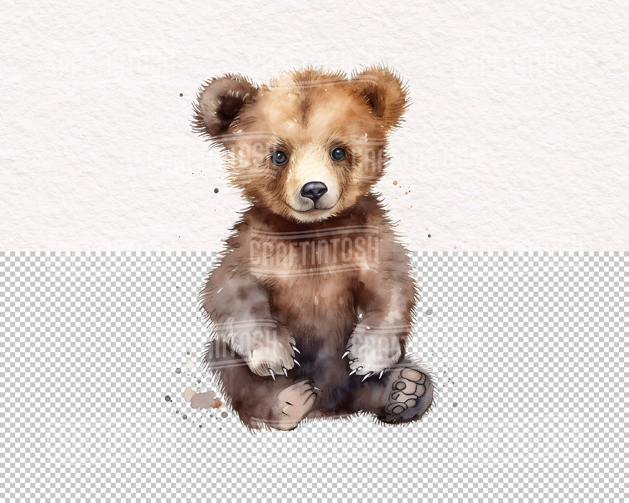 Watercolor Baby Bear Clipart - Cute Forest Animals, Teddy Bear Image ...