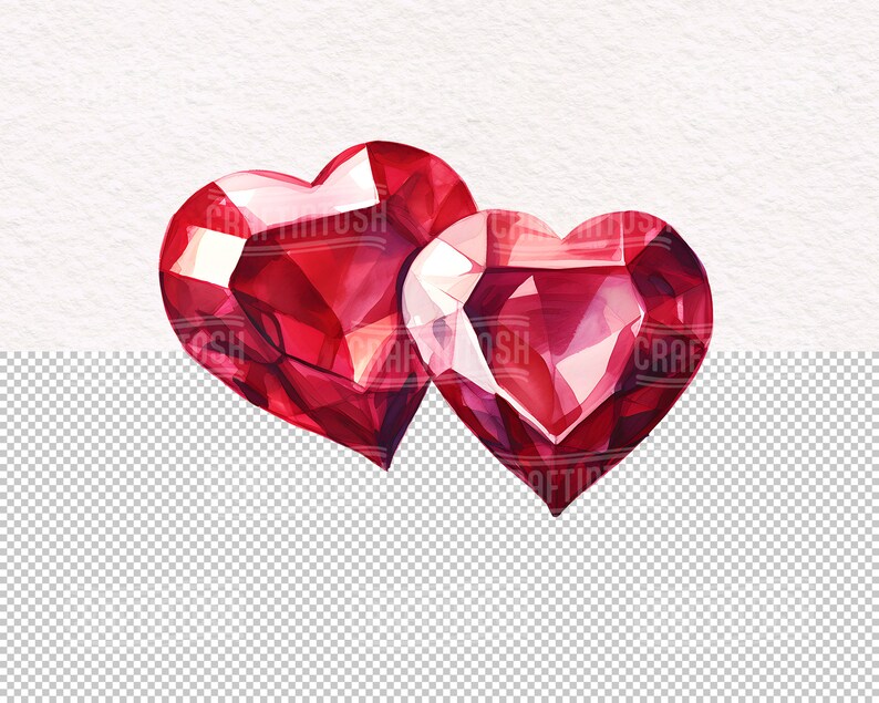 Watercolor Red Ruby Gemstone Clipart - 26 PNG Ruby Clipart Cut Heart ...