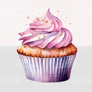 Watercolor Cupcake PNG Clip Art, Baking Clipart, Dessert Clipart, Food ...