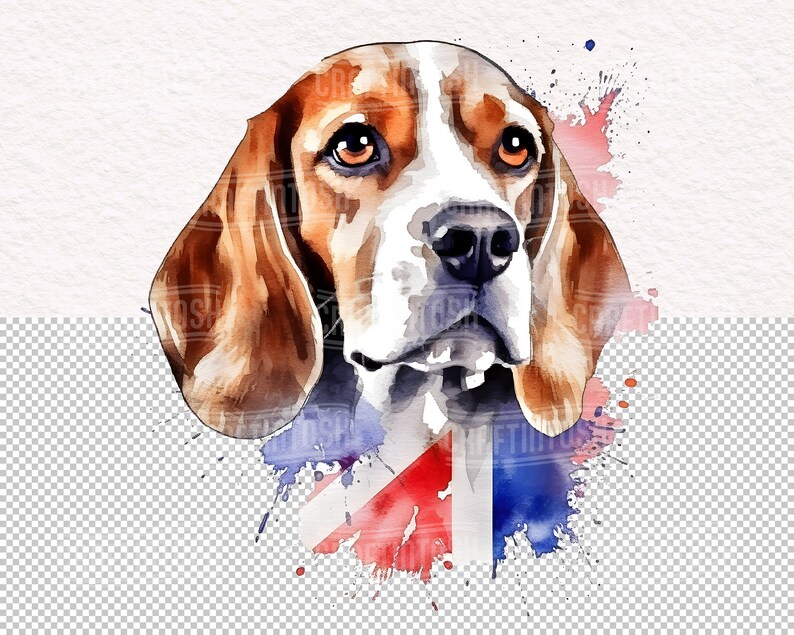 Watercolor British Dogs Clipart PNG Bundle - Union Jack Dog Pet ...