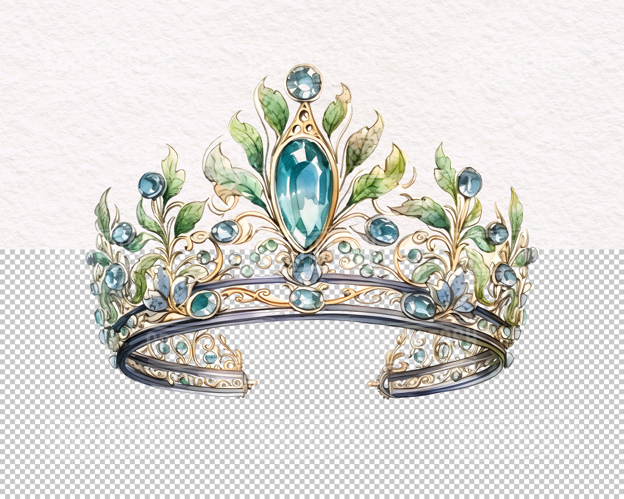 Watercolor Crown & Tiara Clipart PNG Set Commercial Use High Resolution ...