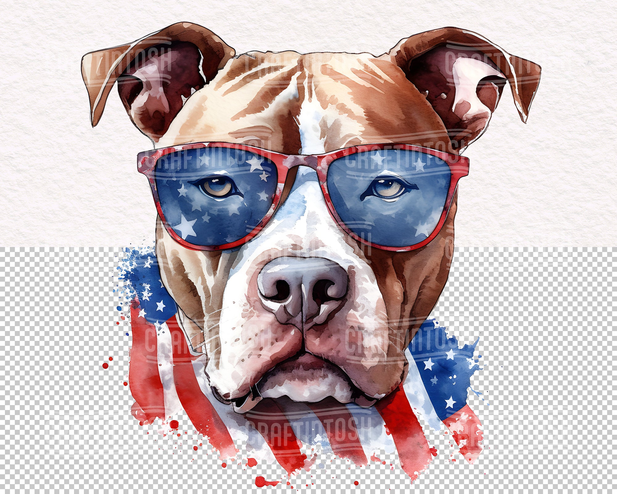 Patriotic Dogs 4th of July Watercolor Clipart - Cute Pet Portrait ...
