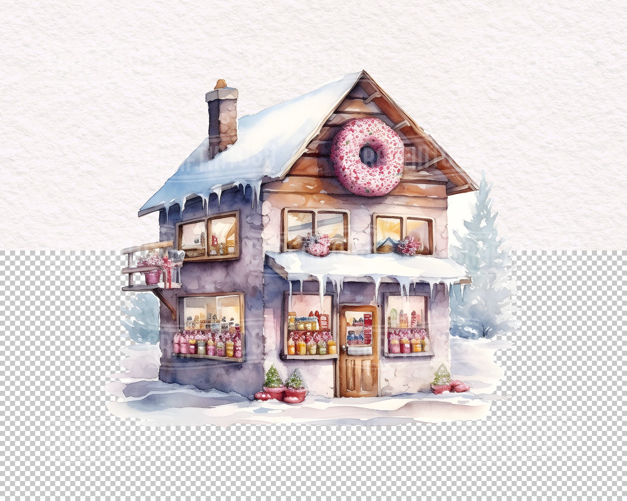 Watercolor Donut Shop Clipart PNG Donut Clip Art Bakery Sweet Dessert ...