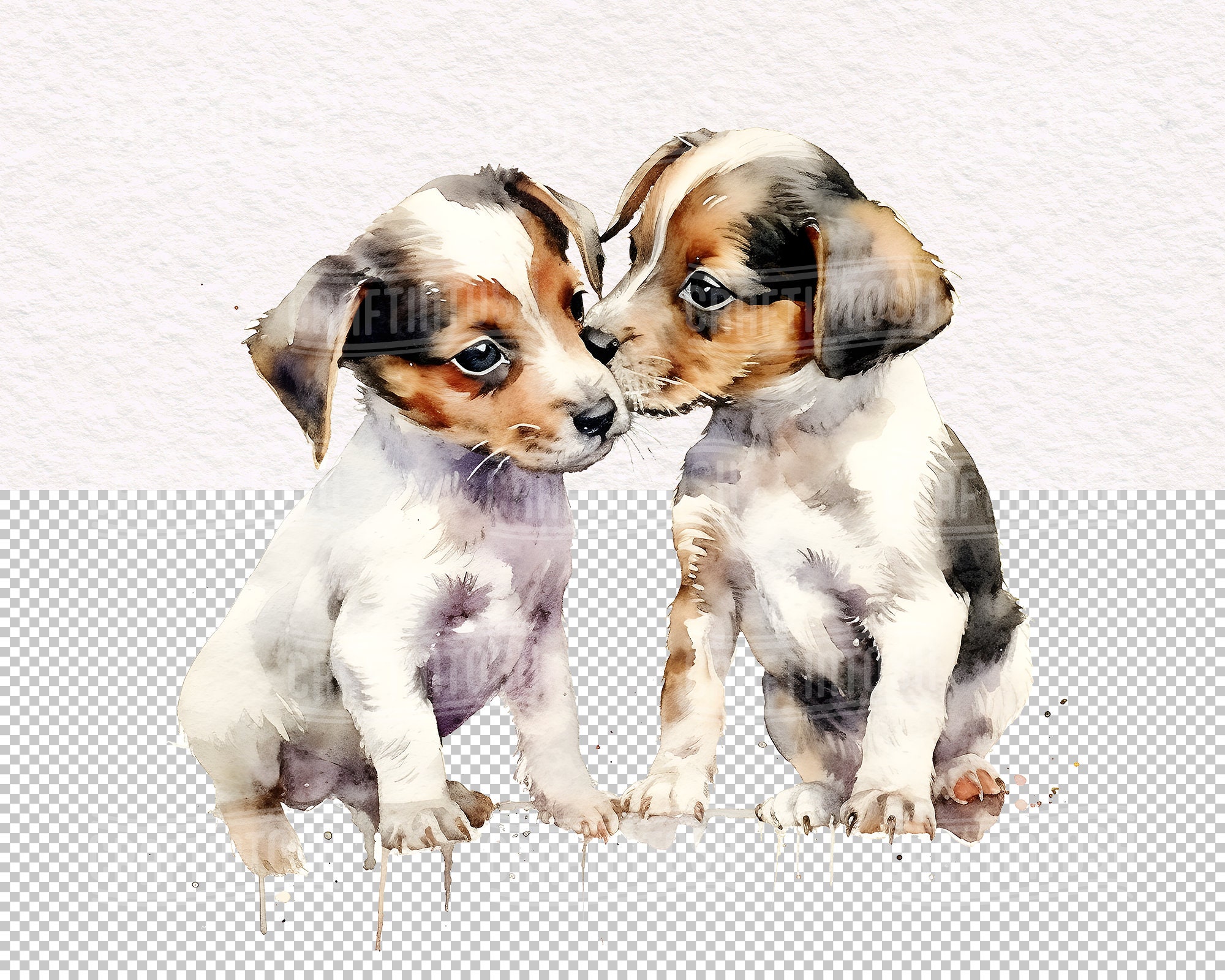Watercolor Puppies PNG Clipart Bundle: Cute Two Pet Portrait - Etsy