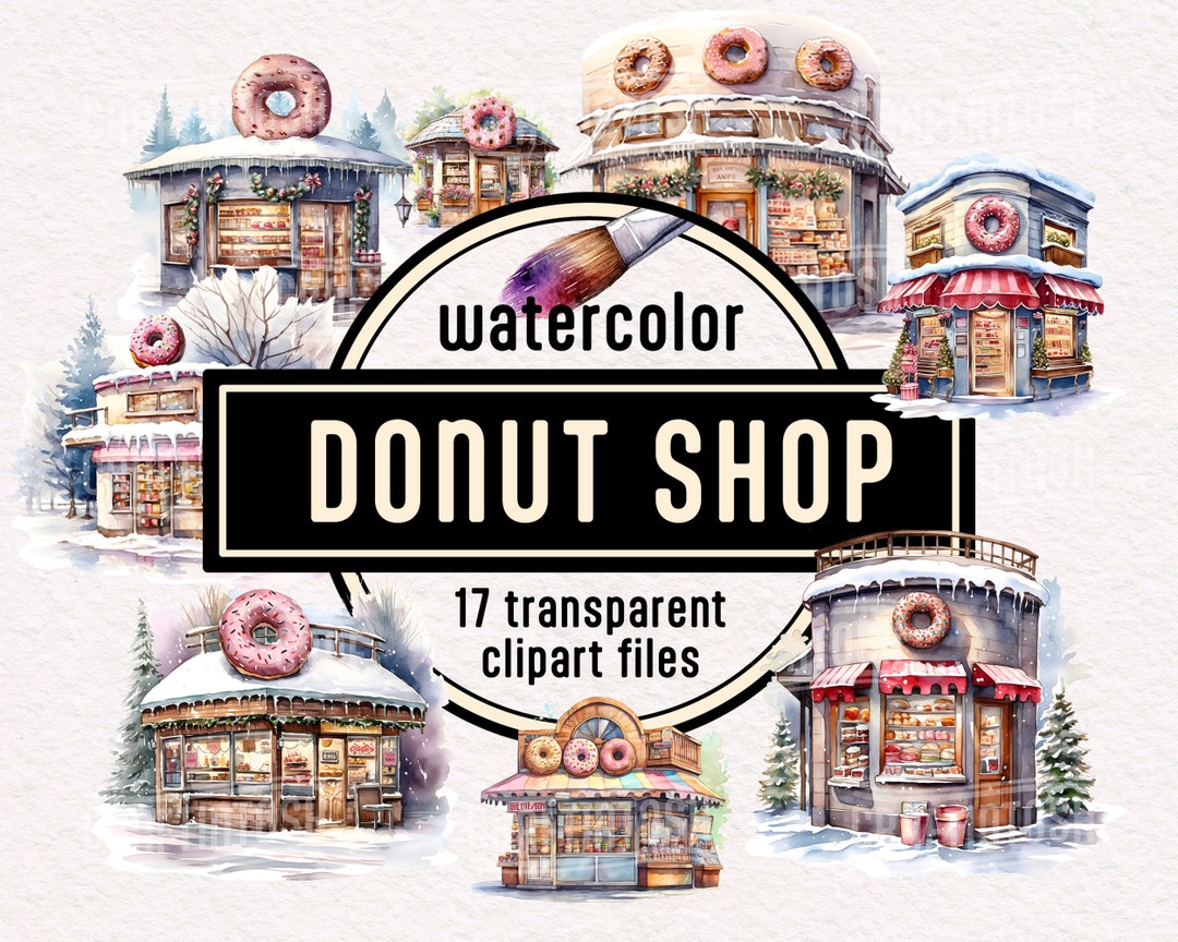 Watercolor Donut Shop Clipart PNG Donut Clip Art Bakery Sweet Dessert ...