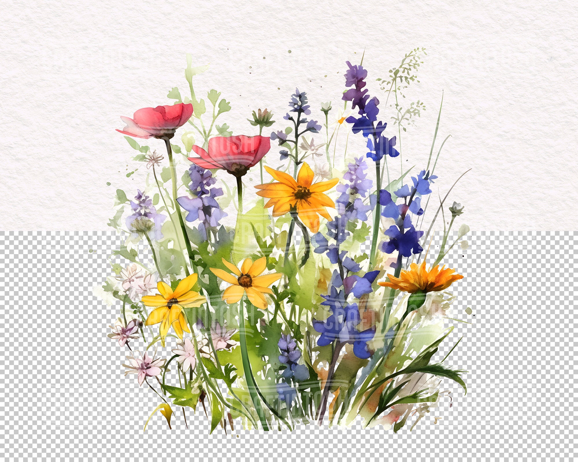 Watercolor Wildflower Meadow Clipart Bundle, Instant Download ...