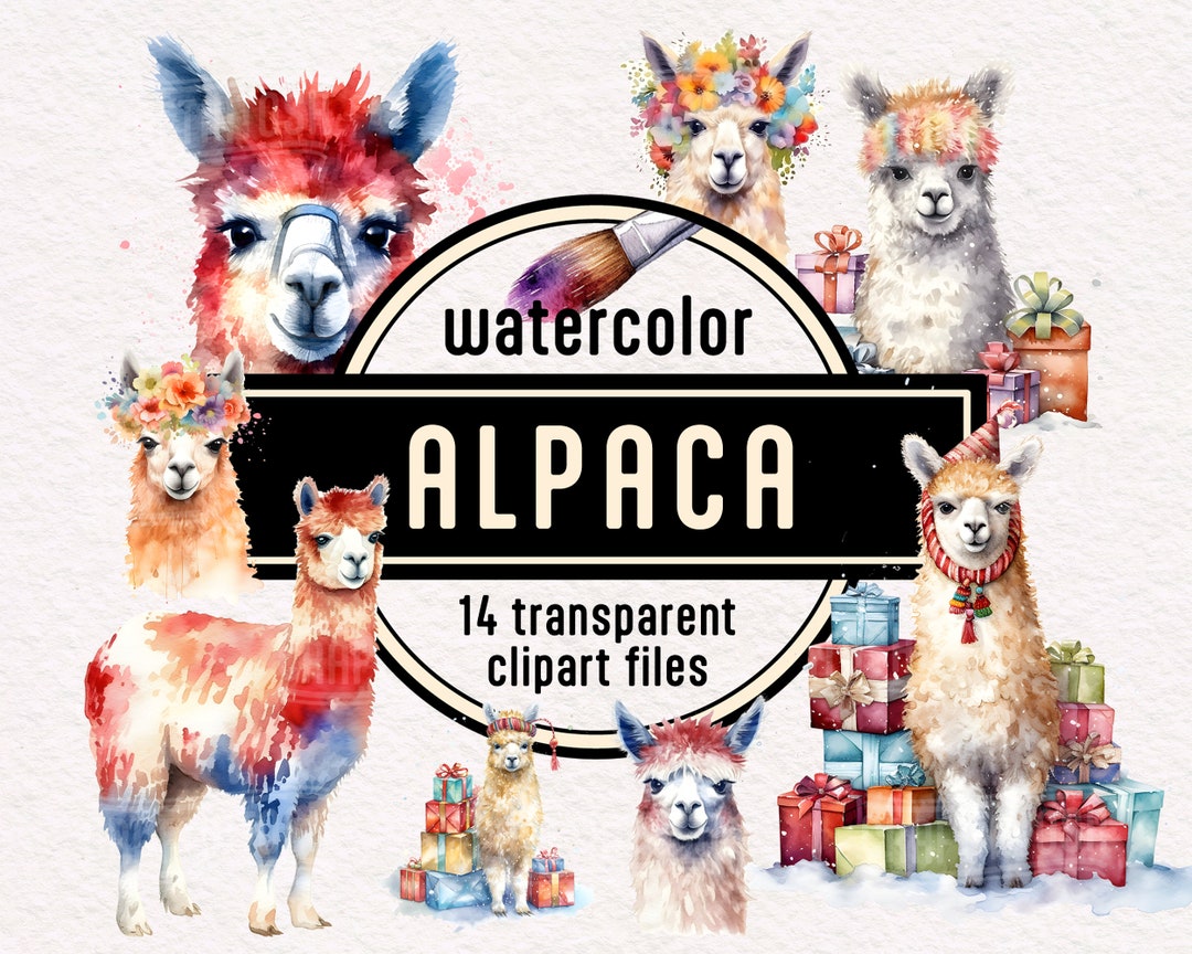 Watercolor Cute Alpaca Clipart - Transparent Alpaca Birthday PNG ...
