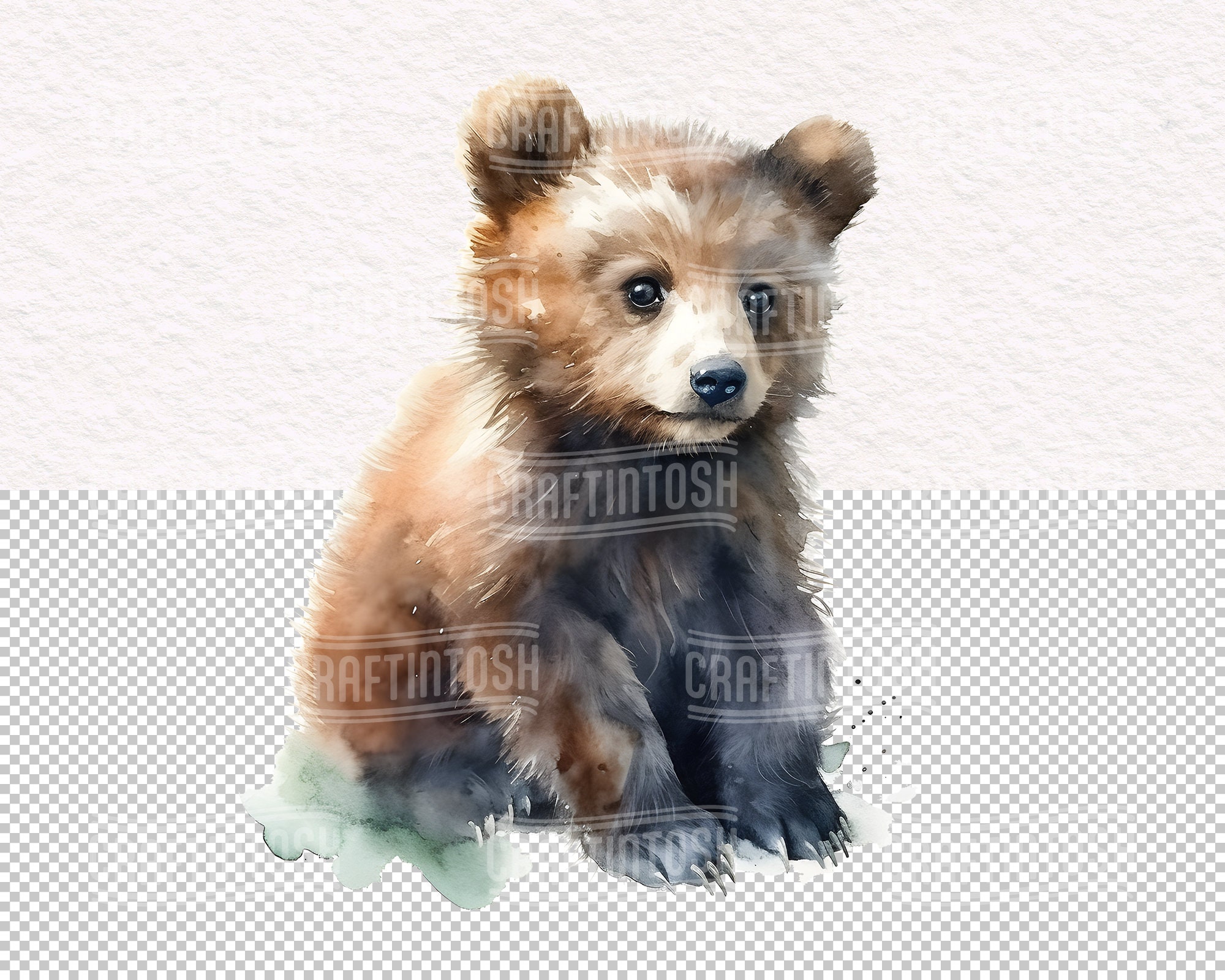 Watercolor Baby Bear Clipart - Cute Forest Animals, Teddy Bear Image ...