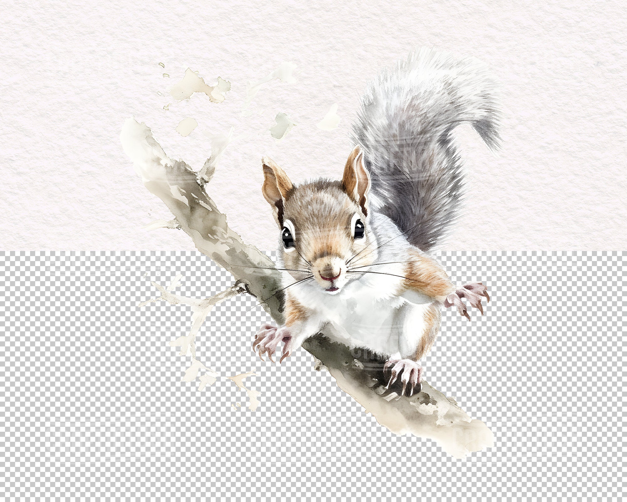 Watercolor Squirrel Clipart Bundle: PNG Cute Woodland Animals Nursery ...
