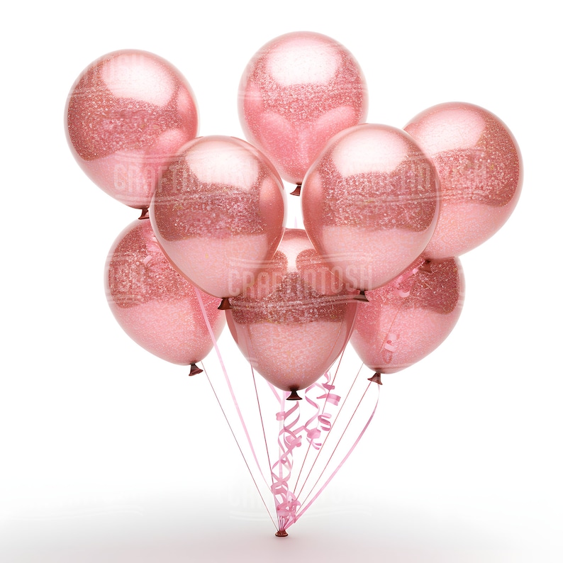Pink Party Balloons Clipart Pack - 136 PNG Digital Graphics Instant ...