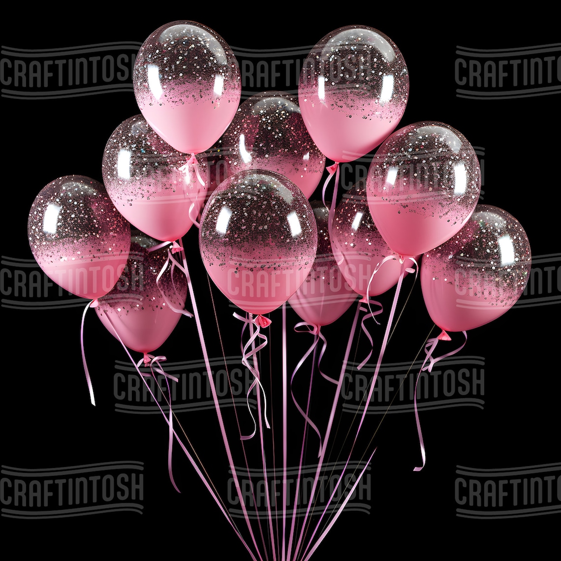 Pink Party Balloons Clipart Pack - 136 PNG Digital Graphics Instant ...