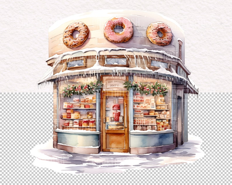 Watercolor Donut Shop Clipart PNG Donut Clip Art Bakery Sweet Dessert ...