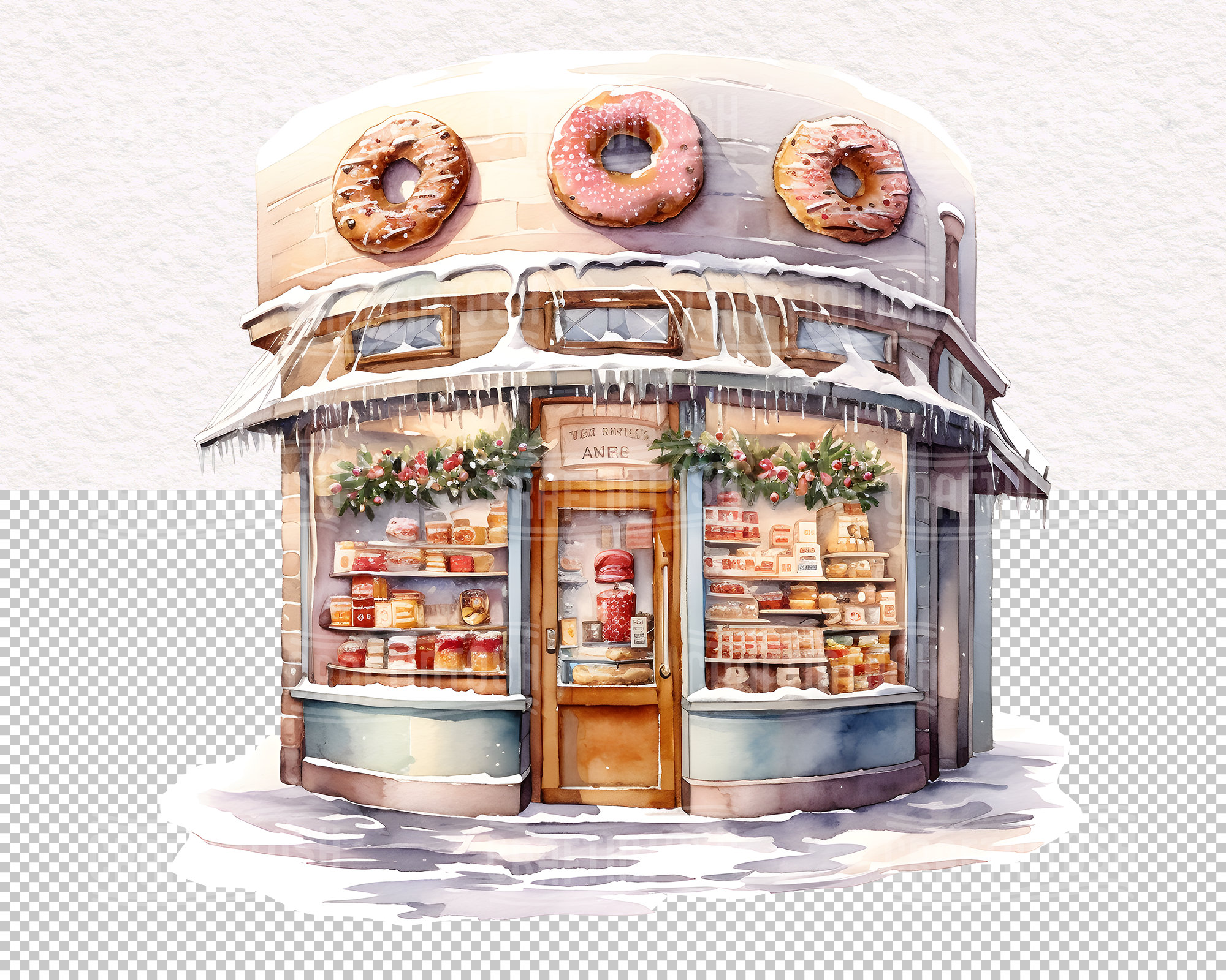 Watercolor Donut Shop Clipart PNG Donut Clip Art Bakery Sweet Dessert ...
