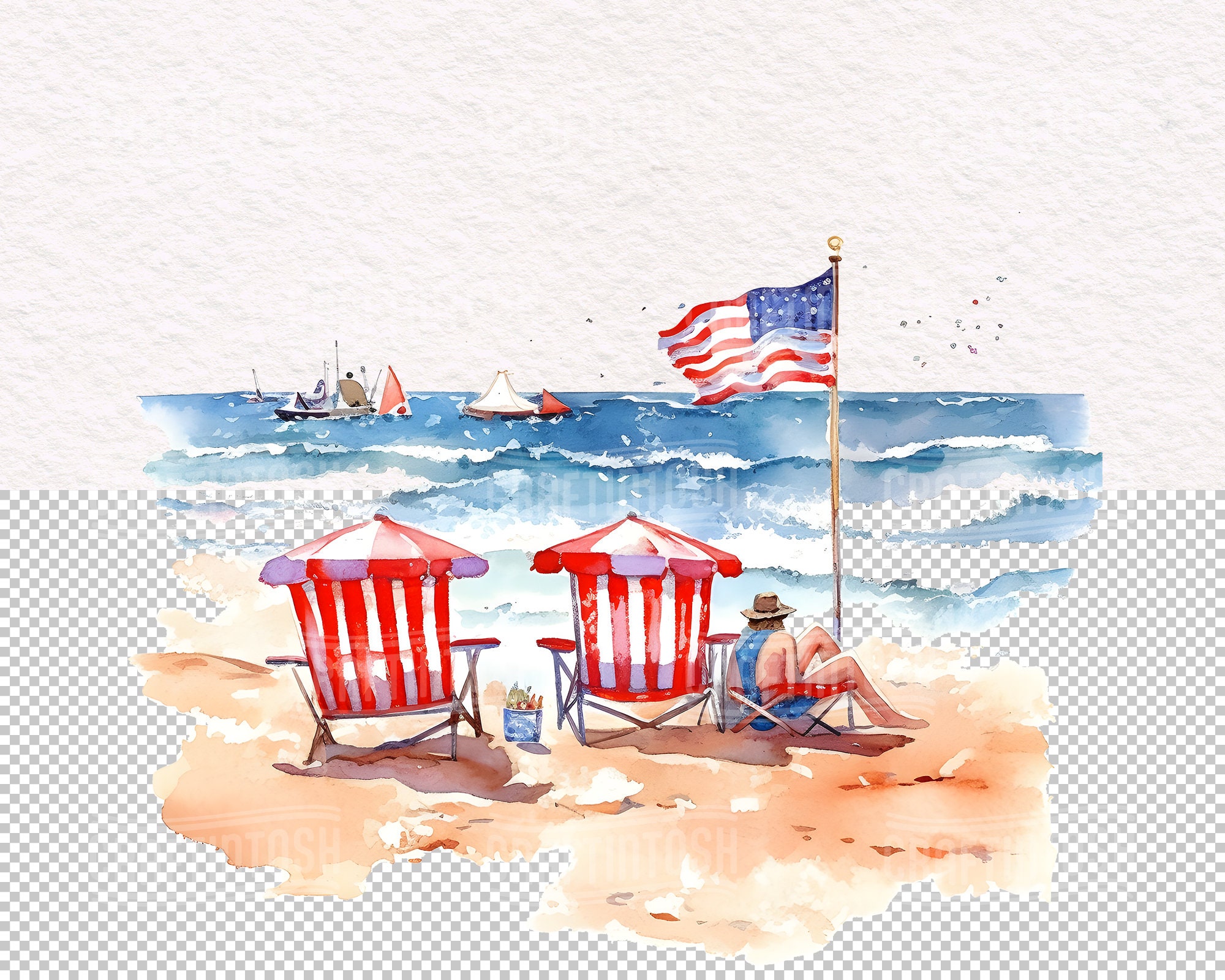 Watercolor Beach Time Clipart Seaside Vacation Beach PNG Summer ...