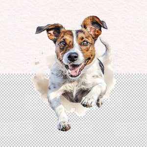 Watercolor Jack Russell Dog PNG Clipart - Cute Puppies Pet Portrait ...
