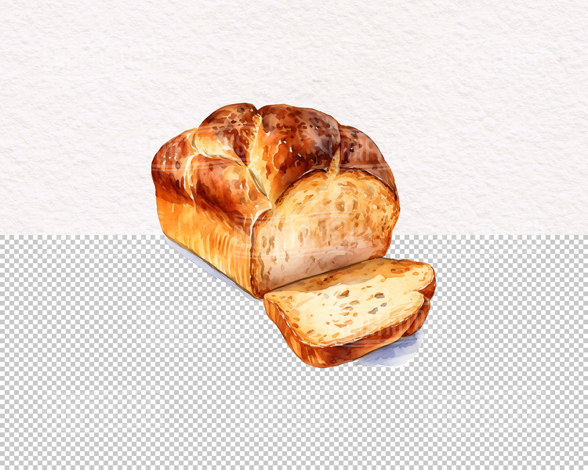 Watercolor Bread Clipart: Bakery Clipart Baking Bread PNG White Bread ...